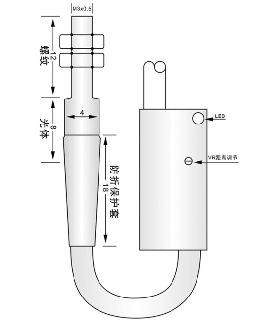 3 Wire M3 Visible Light Mini Proximity Sensor Diffuse Mode For Laser ...