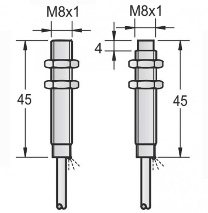 DC 10-30V M8 2 Wire Proximity Sensor Metal Tube Cylindrical Inductive ...
