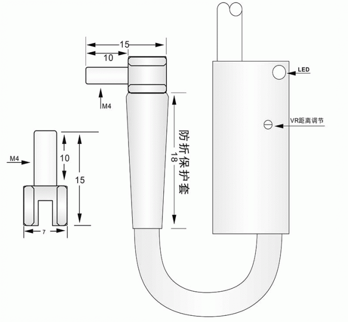 Elbow 90 Degree M4 Micro Proximity Sensor Precision Laser Distance ...