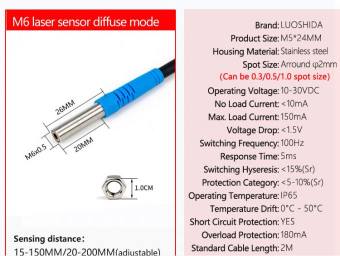 LUOSHIDA Small Diffuse Laser Sensor Diffuse Photoelectric Sensor NPN ...